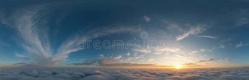 Blue Sunset Sky Panorama with Cirrus Clouds. Ball-shaped Seamless HDR ...
