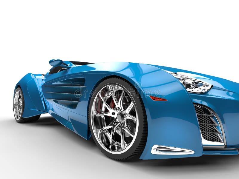 Blue supercar - closeup stock illustration. Illustration of motor ...