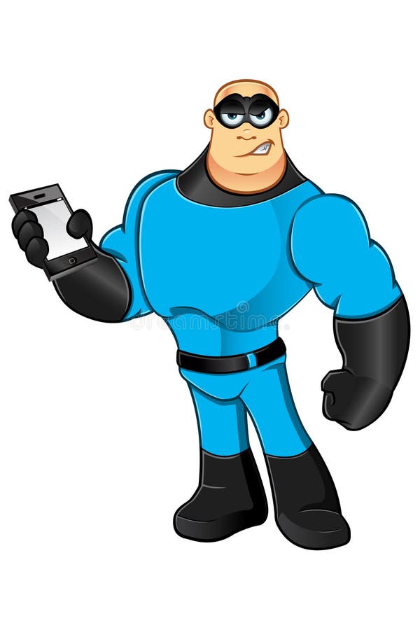 Superhero Holding Smartphone Stock Vector - Illustration of mobile ...