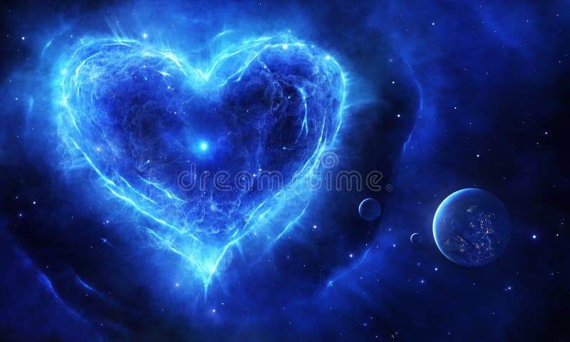 Blue supernova heart stock illustration. Illustration of concept - 60290051