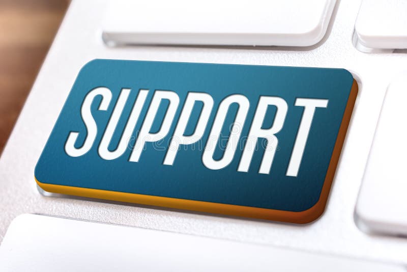 Blue Support Button on a White Keyboard, Need Help Concept Stock Image ...
