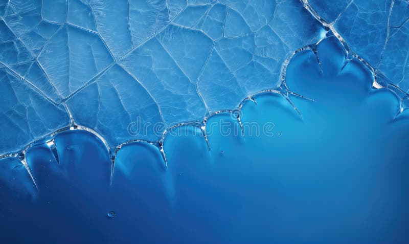 A Close-up of Ice Forming Intricate Patterns on a Frozen Lake Stock ...