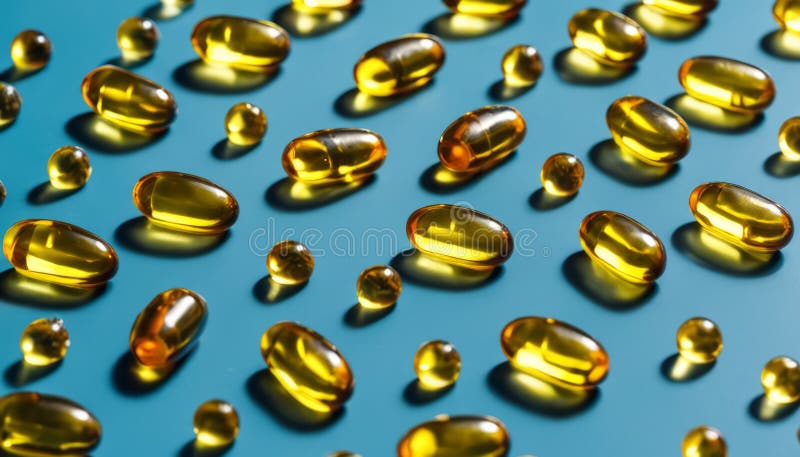 A Blue Surface with Many Yellow Capsules on it Stock Illustration ...