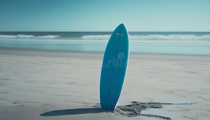 Blue Surfboard on the Beach Stock Illustration - Illustration of surf ...