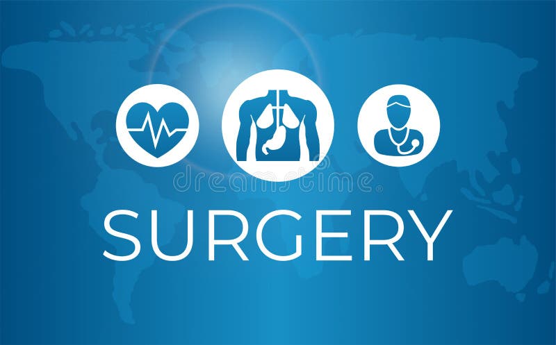Blue Surgery Illustration with World Map Background Banner Stock Vector ...