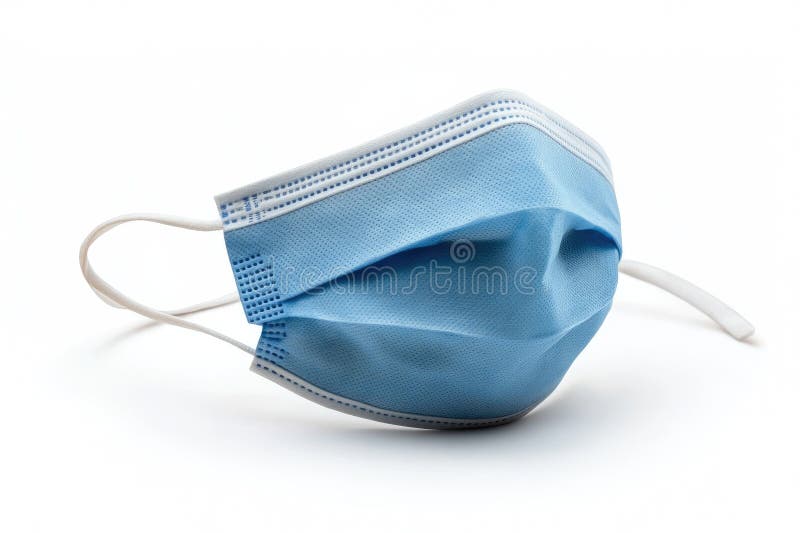 A Blue Surgical Mask Placed on a Clean White Background Surface Stock ...