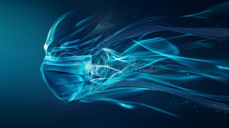 Blue Mask with Flowing Abstract Energy Stock Image - Image of medical ...