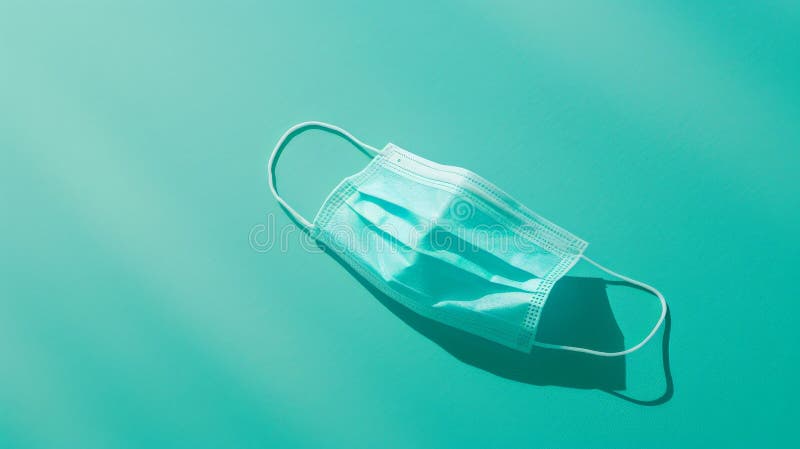 Blue Surgical Mask on a Turquoise Background Stock Illustration ...