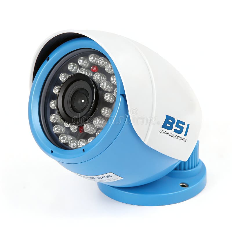 Blue Surveillance Camera Isolated on White Background Stock ...