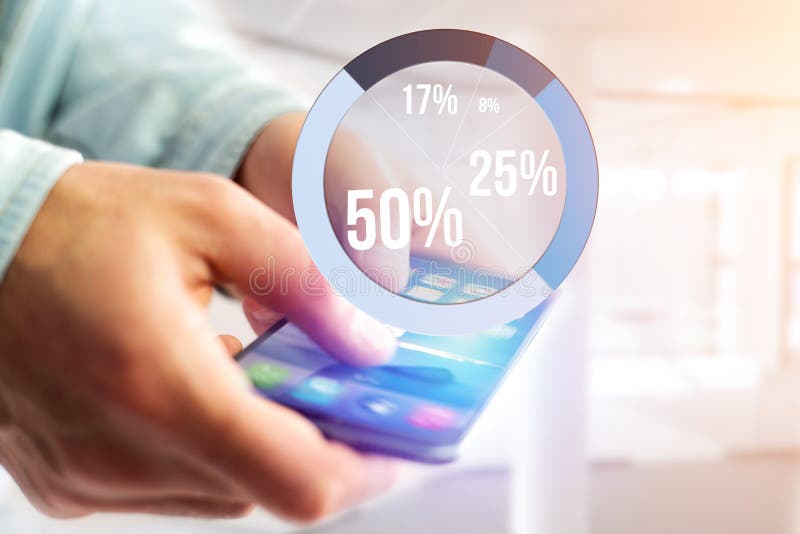 Blue Survey Graph Interface with Business Theme Going Out a Smartphone ...