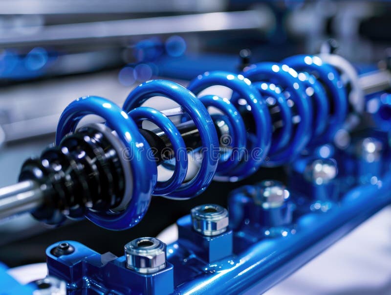Blue Suspension System Close Up Stock Image - Image of close ...