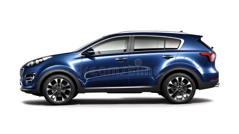 Blue SUV Side View Isolated with White Background Stock Illustration ...