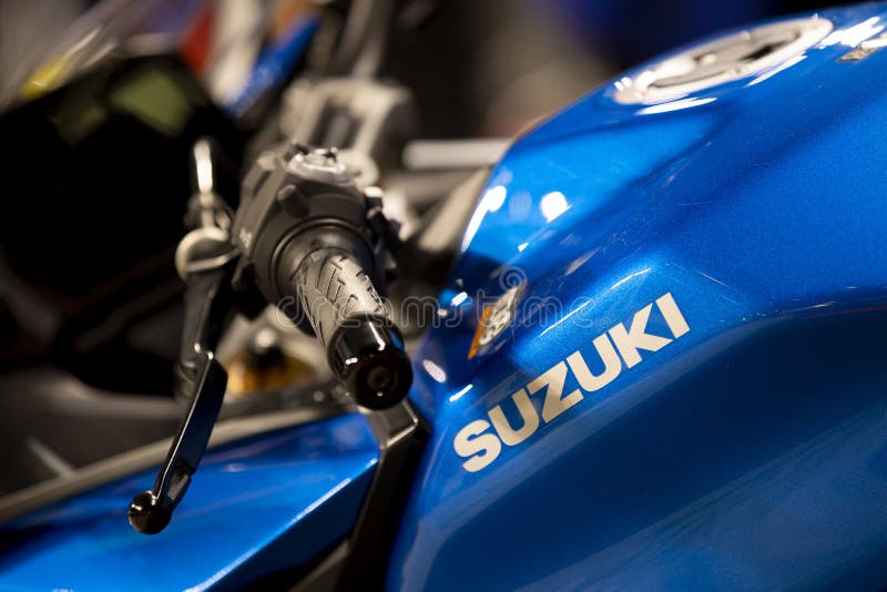 Blue Suzuki motorcycle editorial stock image. Image of motorbike ...