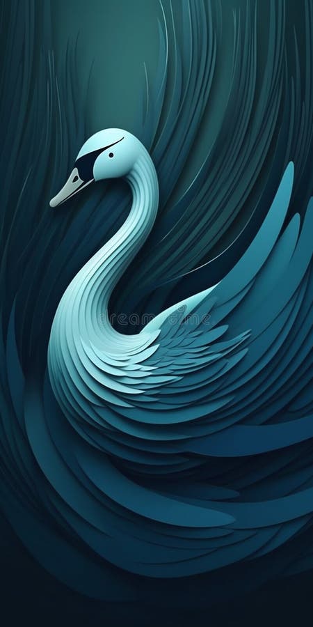 Blue Swan with Sweeping Curves and Elegant Lines: Minimalism, Dynamic ...