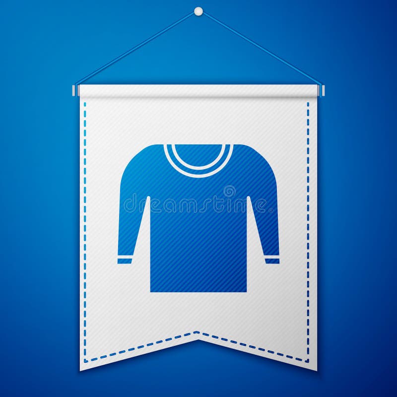 Blue Sweater Icon Isolated on Blue Background. Pullover Icon. White ...