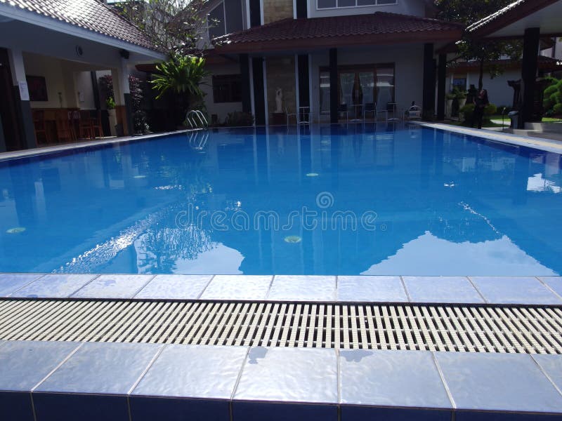 Blue Swiming Pool with Clear Clean Fresh Water Stock Image - Image of ...