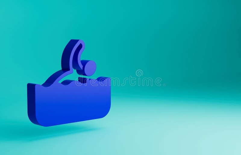Blue Swimmer Athlete Icon Isolated on Blue Background. Minimalism ...