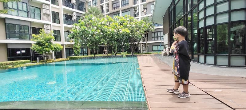 Blue Swimming Pool in a Beautiful Condo Editorial Stock Image - Image ...