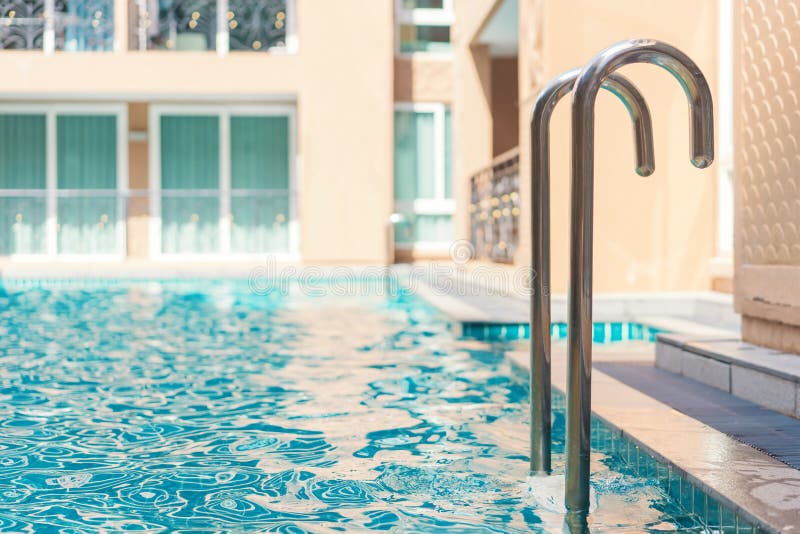 Blue Swimming Pool and Starting Places at Hotel Stock Image - Image of ...