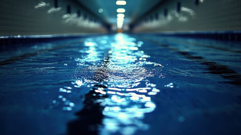 Blue Swimming Pool Lane Underwater View Stock Image - Image of effort ...