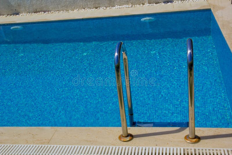 Blue Swimming Pool with Stairs in Resort Stock Photo - Image of resort ...