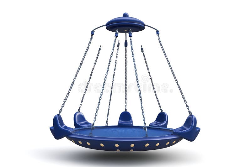 Blue Swinging Platform on Chains Isolated on White Background Stock ...