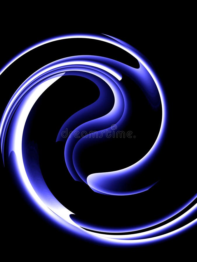 Blue Fluorescent Swirl Pattern on Black Background Stock Illustration ...