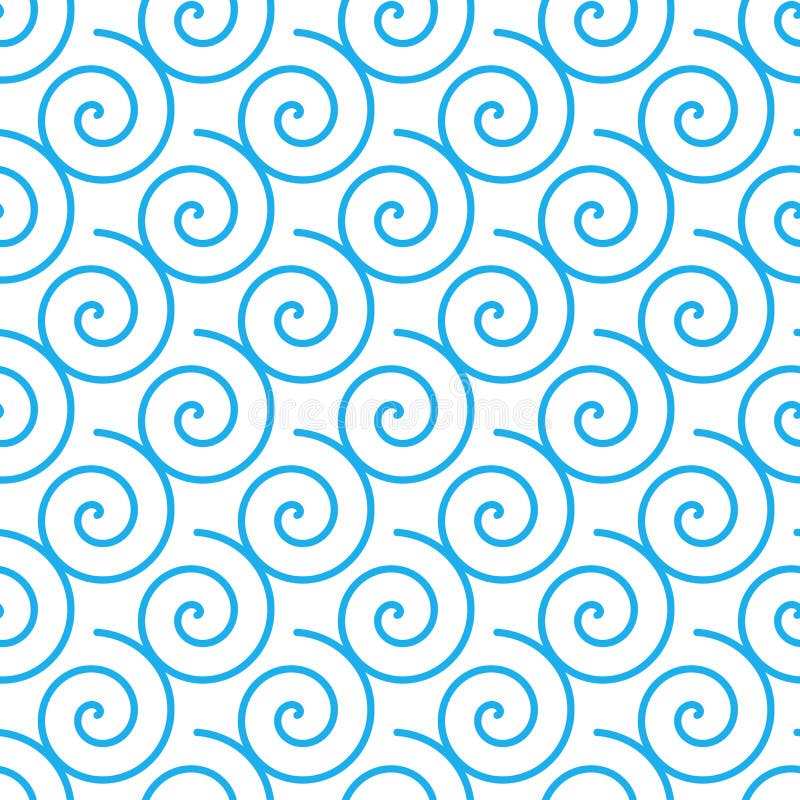 Blue Swirl Seamless Retro Pattern. Abstract Spiral Pattern. Stock ...