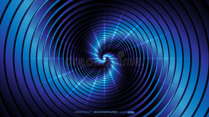Blue Swirling Circle Glossy Shapes and Light Effect. Geometric Abstract ...