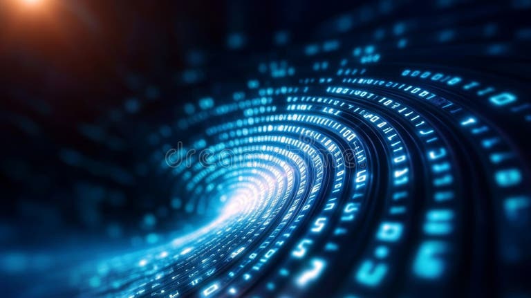 A Blue Swirling Pattern of Binary Digits Creates a Visual ...