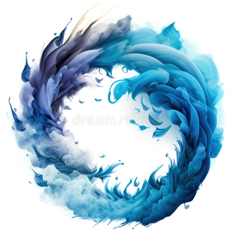 Blue Swirling Smoke Circle Frame Isolated on White Background. Stock ... Blue Swirling Smoke Circle Frame Isolated on White Background. Stock ...