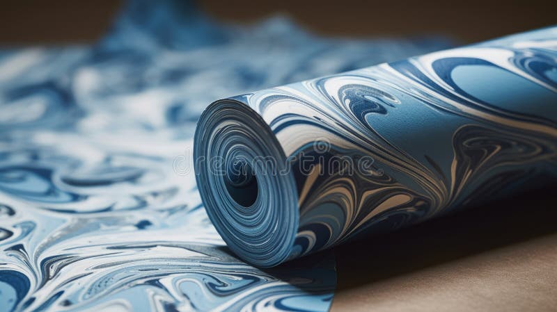 Blue Swirls Marbled Paper Design. AI Generated Stock Illustration ...