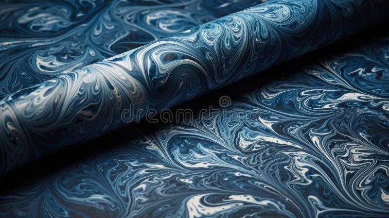 Blue Swirls Marbled Paper Design. AI Generated Stock Illustration ...