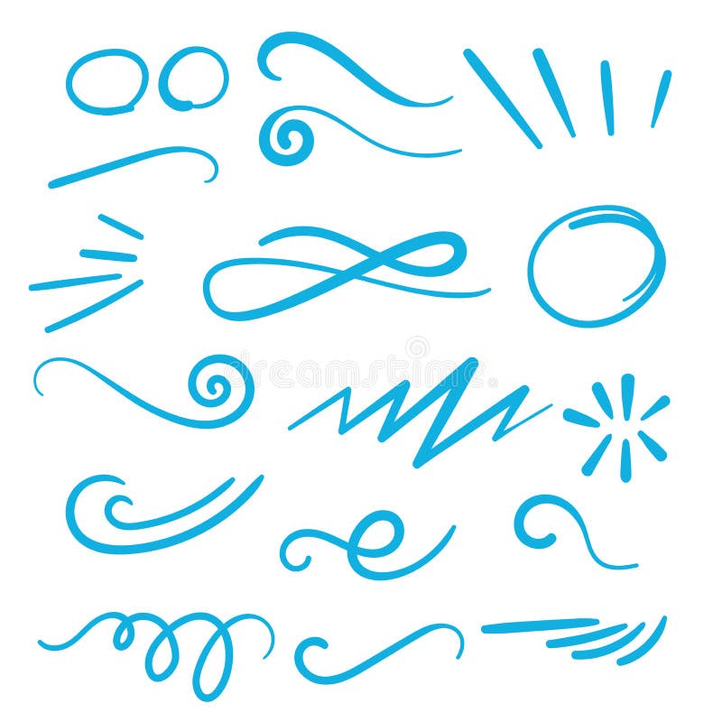 Blue Swirls and Swooshes Vector Accent Line Work Stock Vector ...