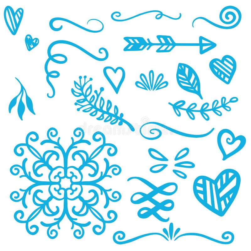 Blue Swirls and Swooshes Vector Accent Line Work Stock Vector ...