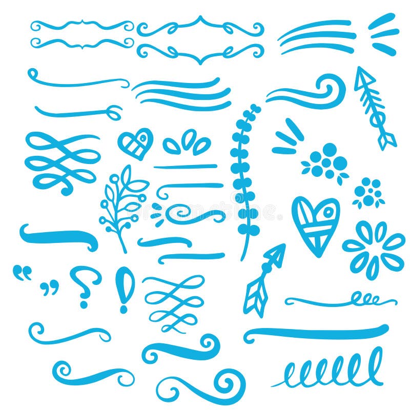 Blue Swirls and Swooshes Vector Accent Line Work Stock Vector ...