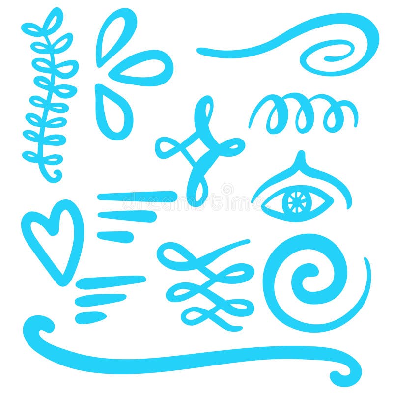 Blue Swirls and Swooshes Vector Accent Line Work Stock Vector ...
