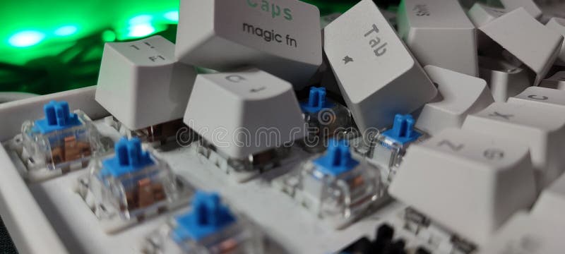 Blue Switch Mechanical Keyboard with Detached Keycaps Stock Photo ...