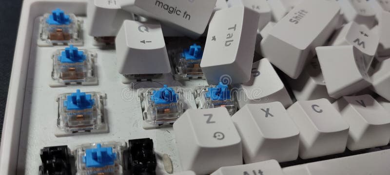 Blue Switch Mechanical Keyboard with Detached Keycaps Stock Image ...