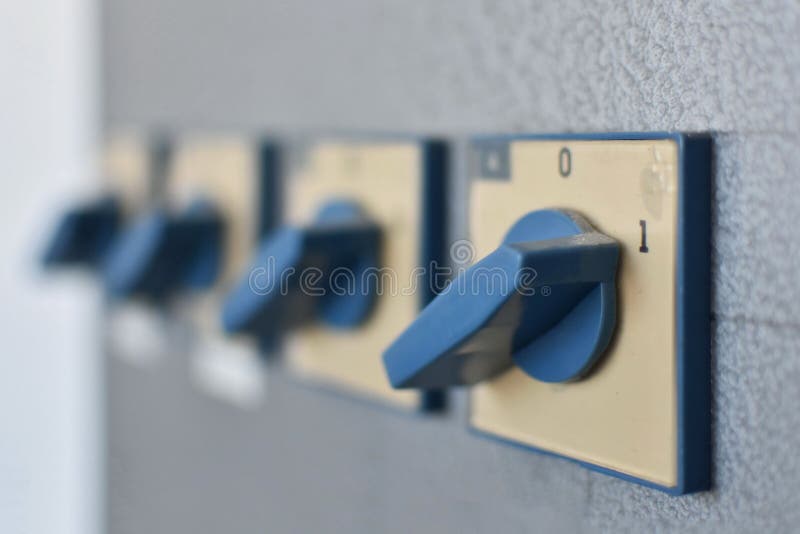 Blue Switches on the Part of Old Power Plant Control Panel Stock Photo ...
