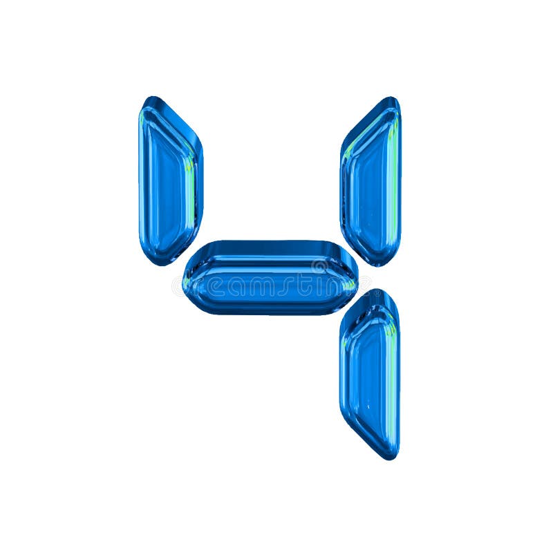 Blue Symbol Made As Digital Text. Number 4 Stock Illustration ...