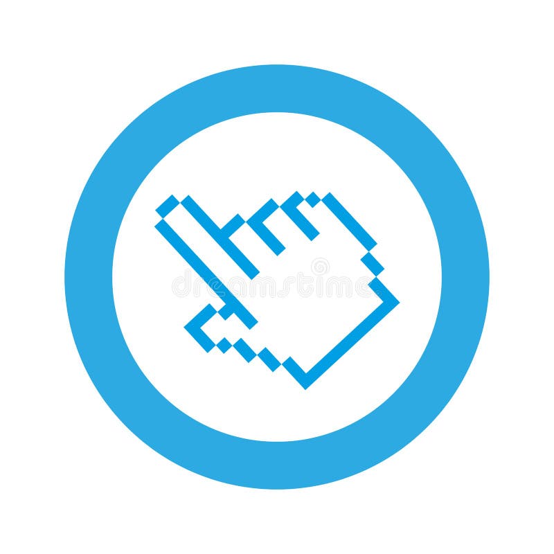 Blue Symbol Pixel Hand Cursor Icon Stock Illustration - Illustration of ...