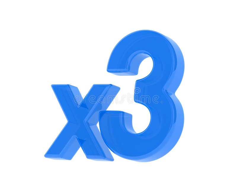 Blue X3 Symbol on White Background. Isolated 3d Illustration Stock ...