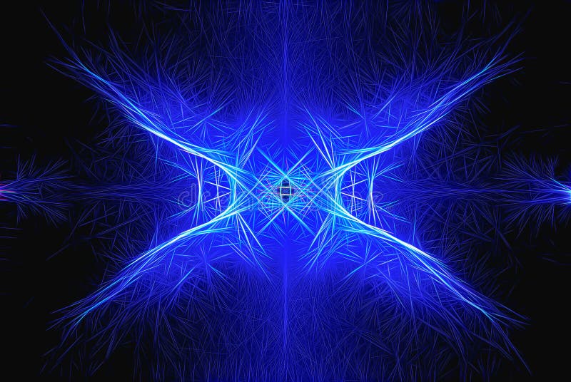 Blue Symmetrical Abstract Pattern on Dark Background Stock Photo ...