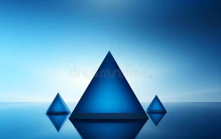 Blue Symmetrical Three Triangles with Reflection Stock Illustration ...