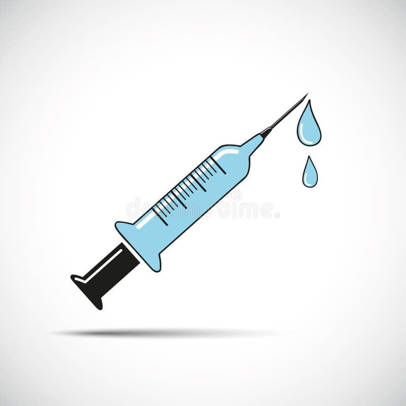 Blue Syringe for Injection with Needle Icon Stock Vector - Illustration ...