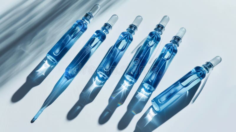 Blue Syringe Pens on a White Background with Shadows Stock Illustration ...