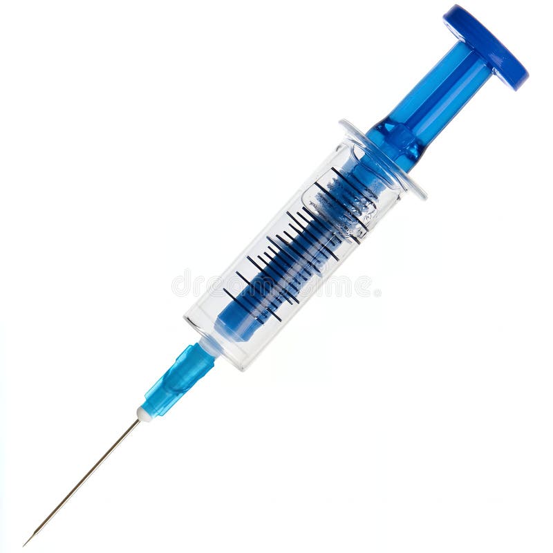 A Blue Syringe on a White Background Stock Illustration - Illustration ...