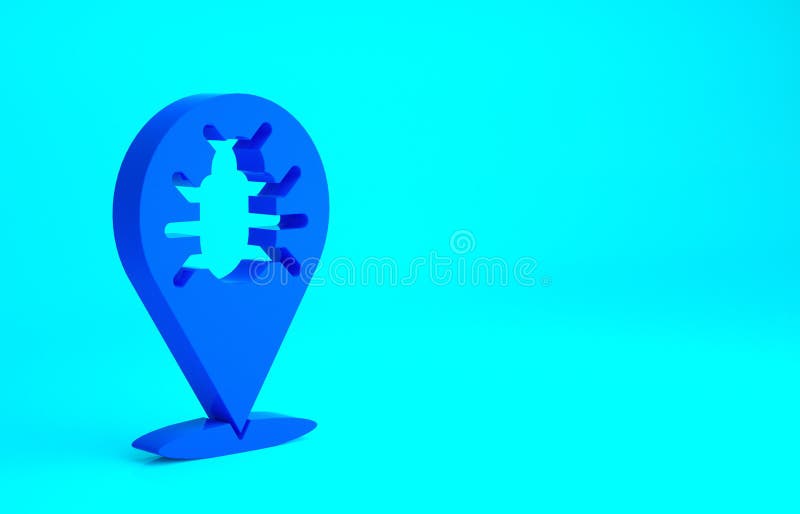 Blue System Bug Concept Icon Isolated On Blue Background Code Bug Concept Bug In The System