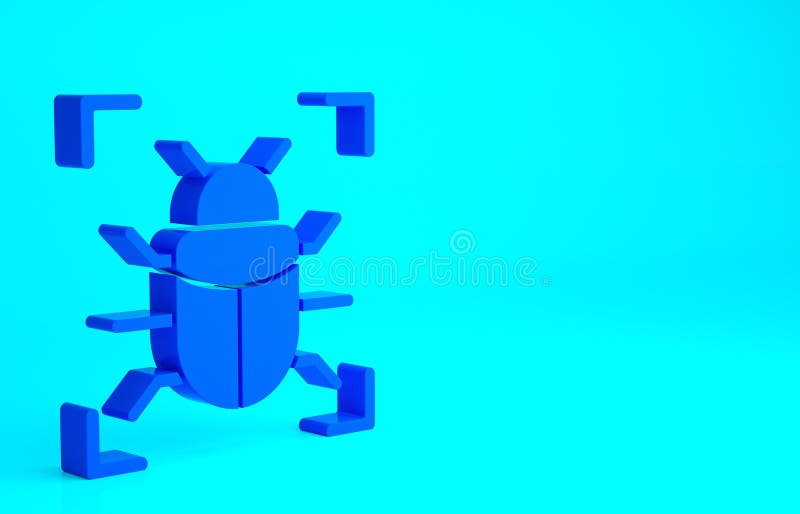 Blue System Bug Concept Icon Isolated on Blue Background. Code Bug ...